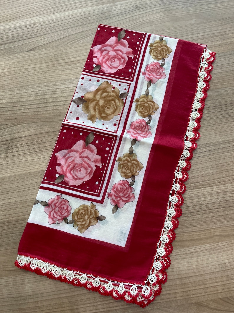 Turkish Red Cotton Oya Scarf Traditional Yazma - Etsy