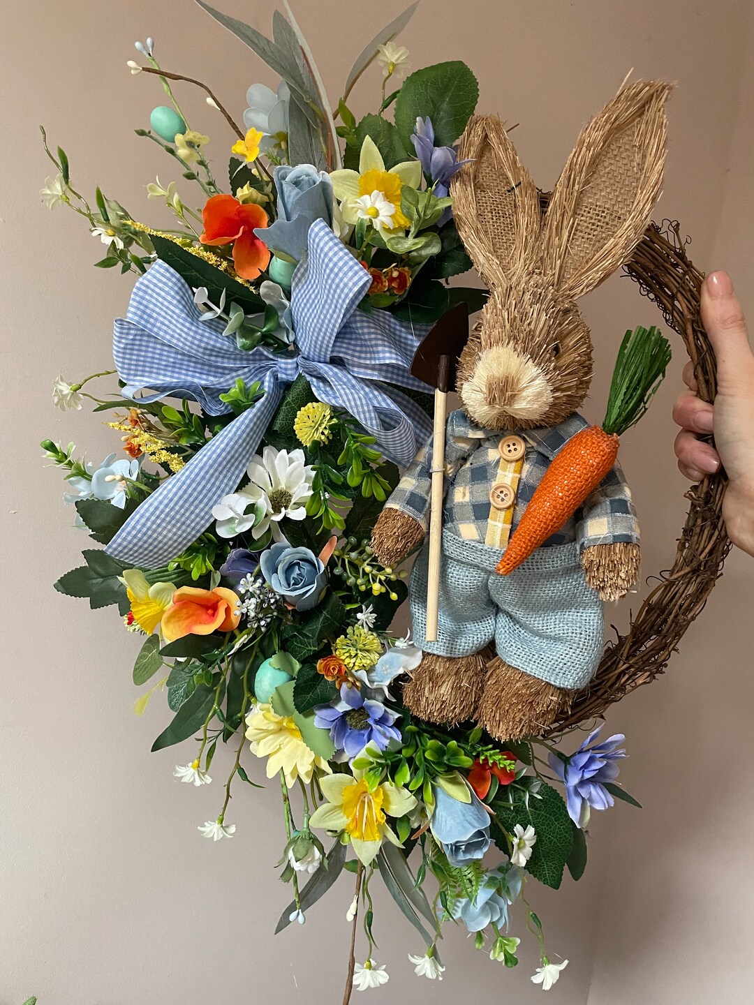 Easter Bunny Wreath, Spring Bunny Wreath, Large Easter Wreath, Easter ...