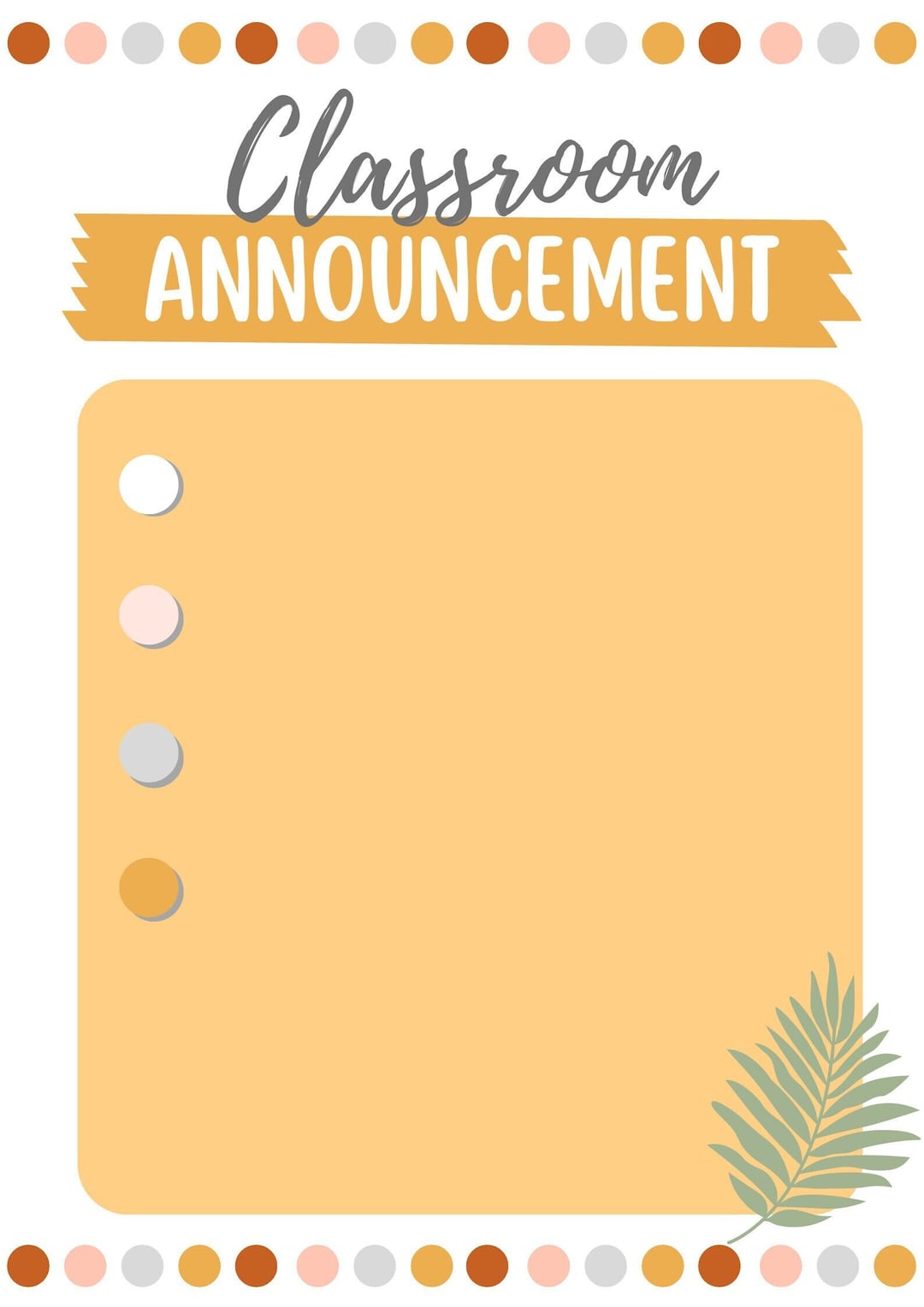 Cute Classroom Announcement Poster - Etsy