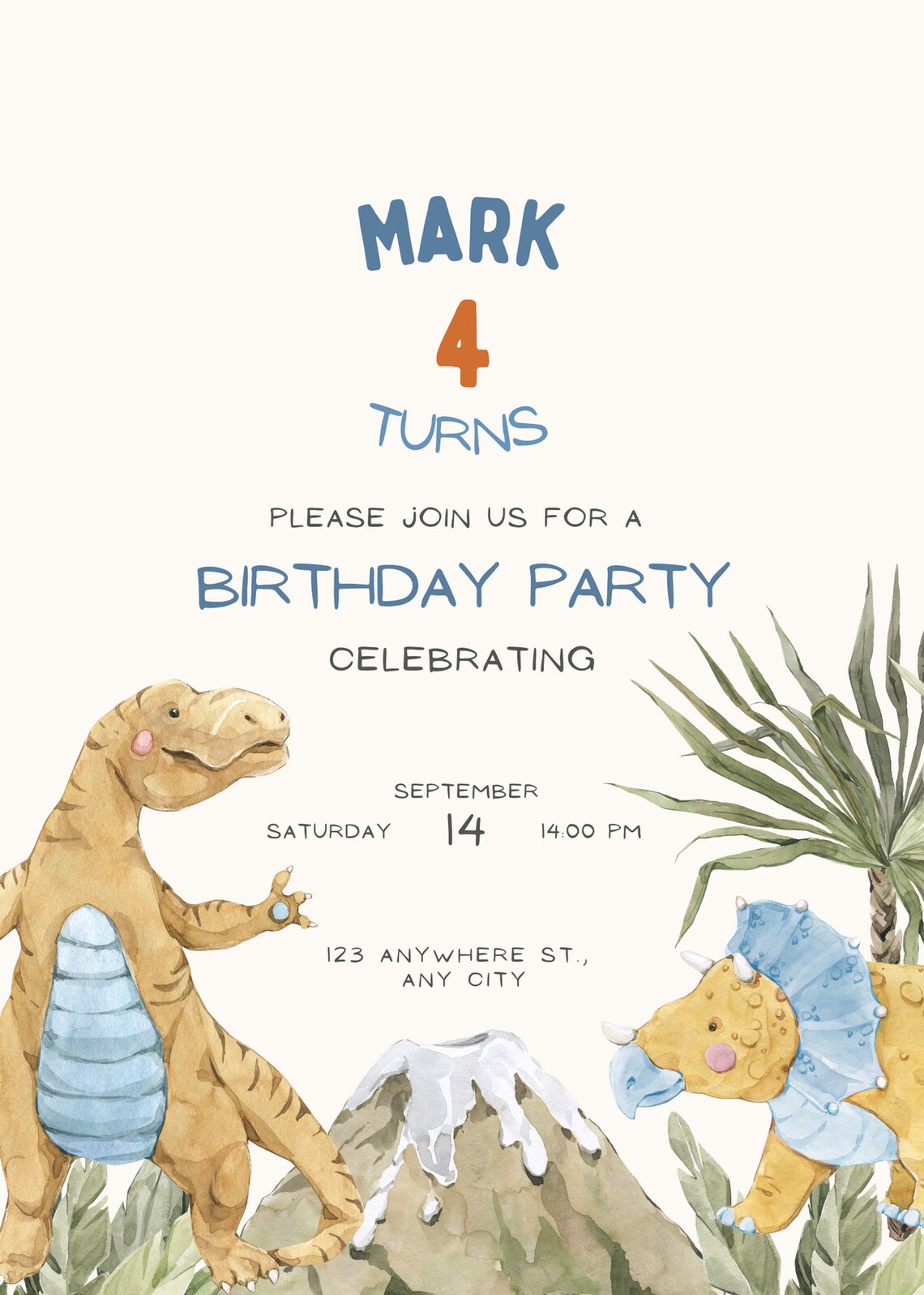 Dinosaur Digital Downloadable Invite - Etsy