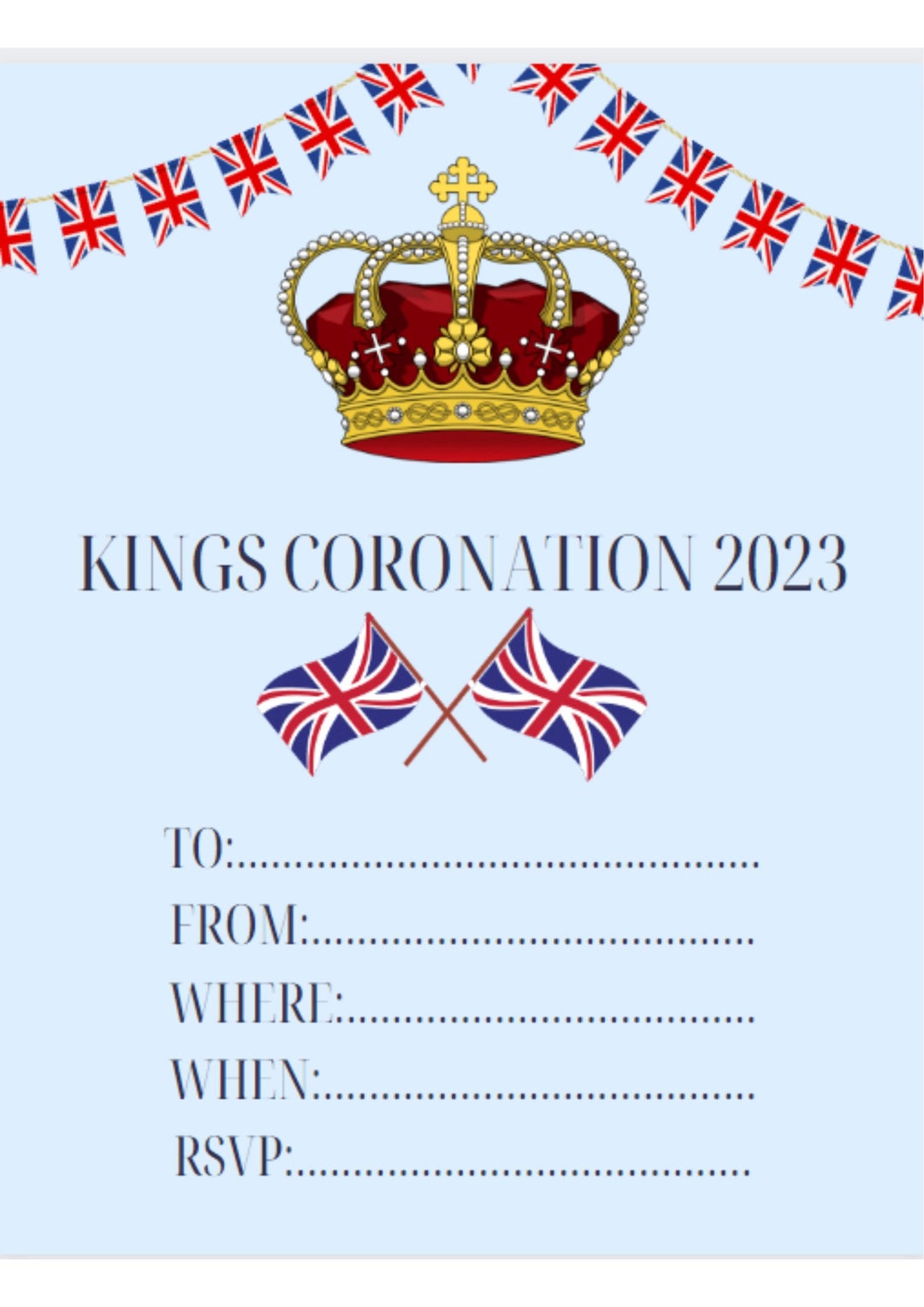 Kings Coronation Printable Invitation - Etsy