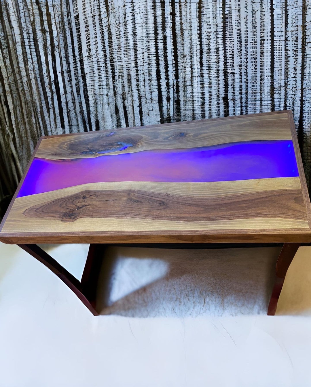 Lighted Black Walnut & Epoxy Table - Etsy