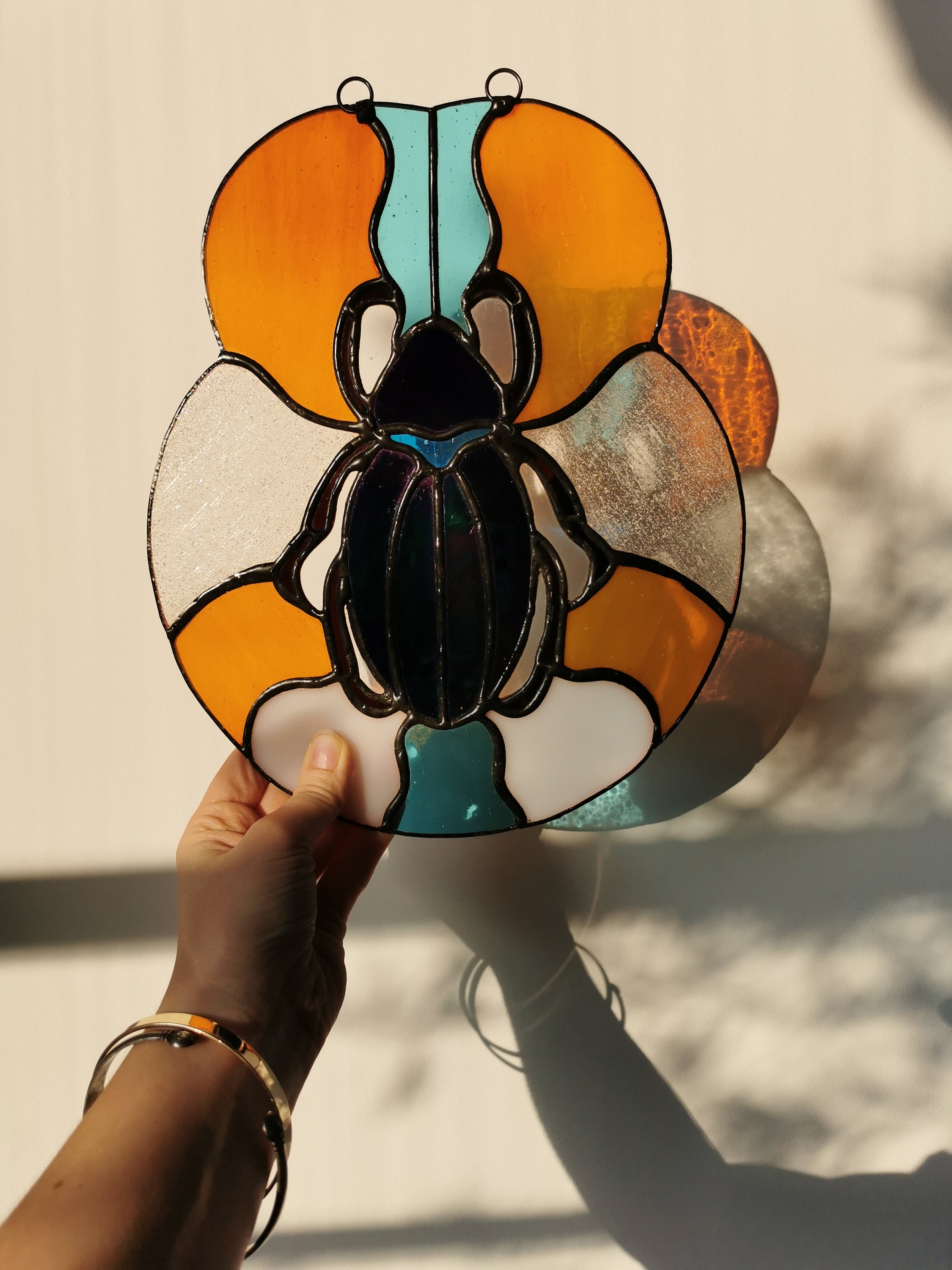 Mr Beetle Stained Glass Pattern Window Sun Catcher Digital - Etsy