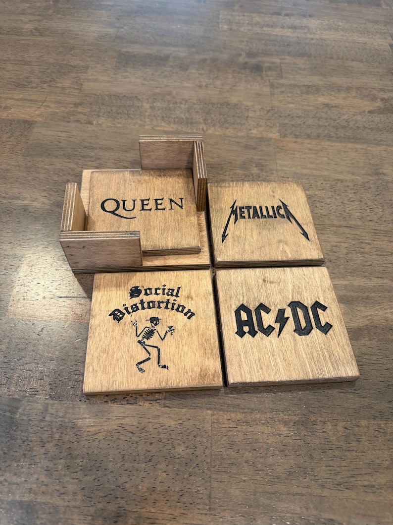 Queen, Metallica, Ac/dc & Social Distortion Coasters Set of 4 With ...