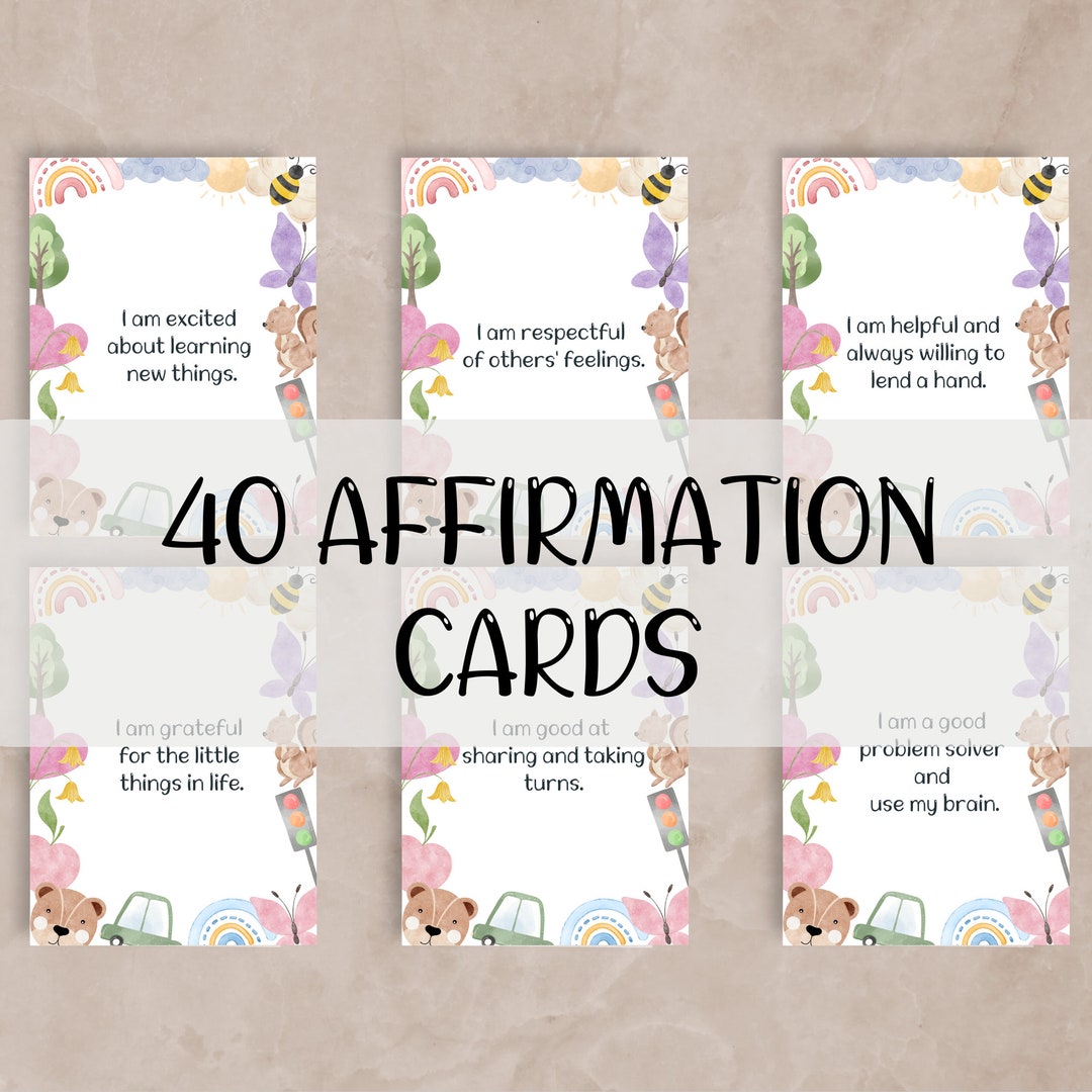 Printable Affirmation Cards for Kids, 40 Cards, Digital, Instant ...