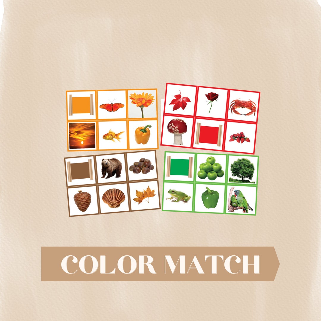 Montessori Color Tablets Matching Cards, Printable Color Cards ...