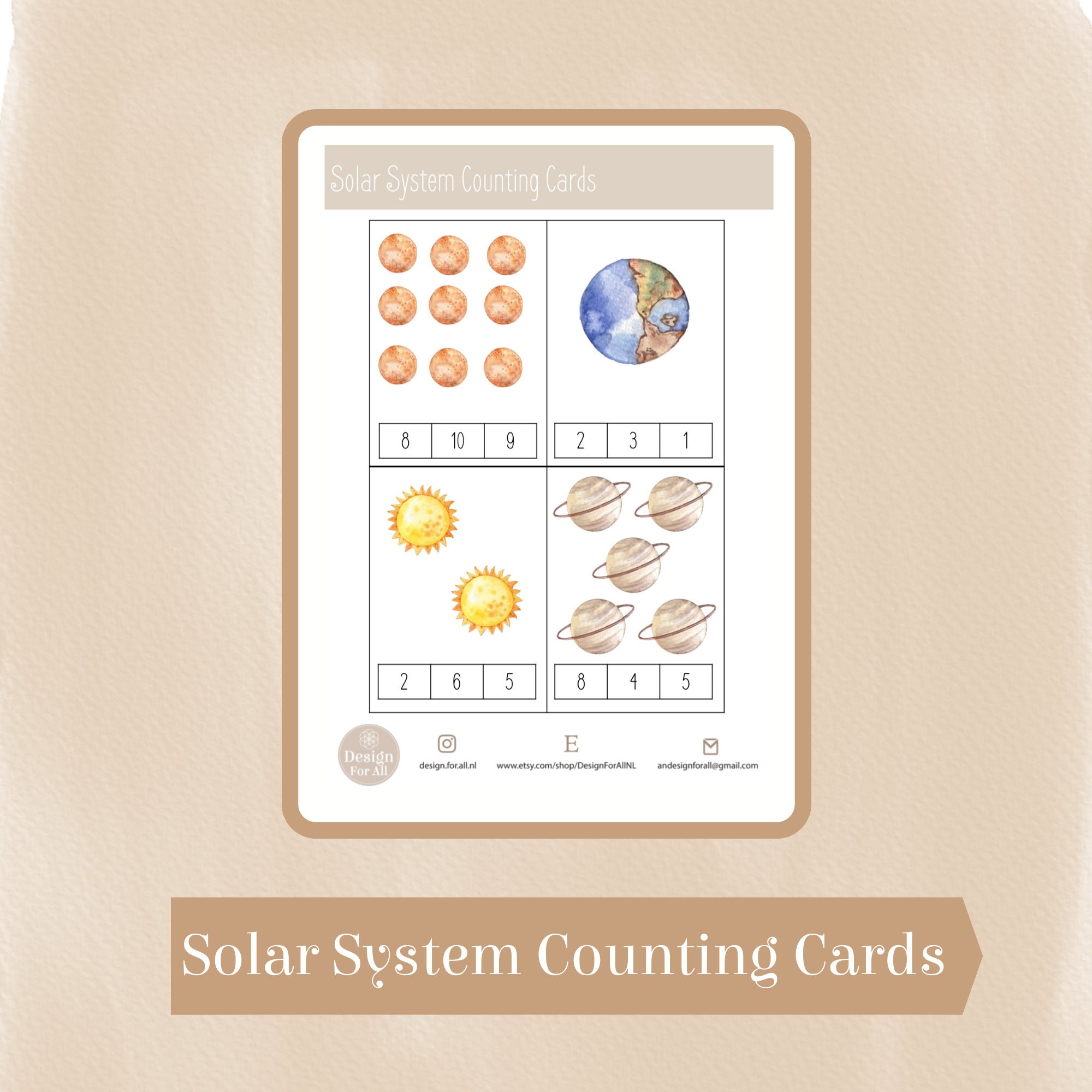 SOLAR SYSTEM Cards Planets Montessori Nomenclature Flash 3 Parts ...