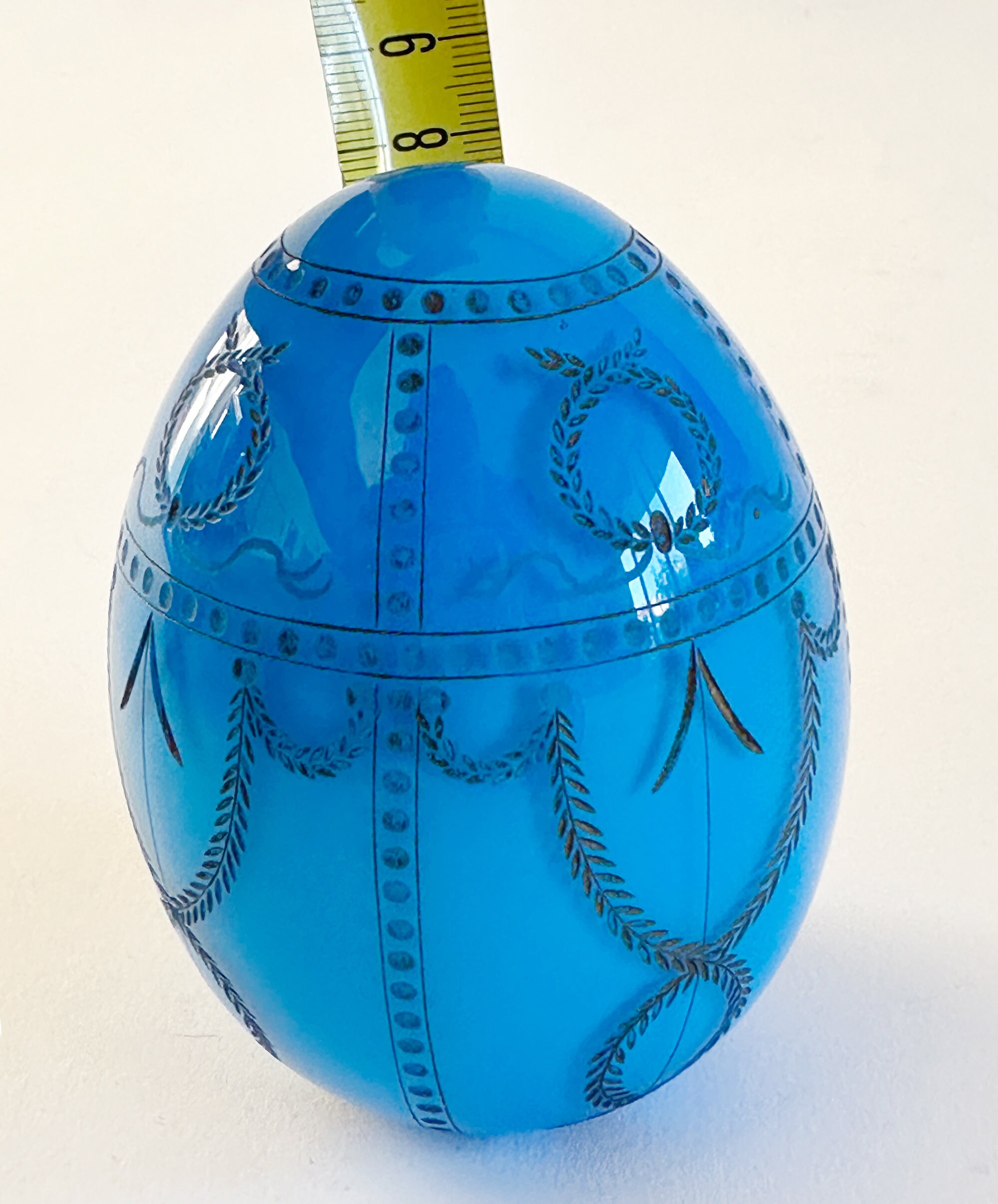 Blue Cut Glass Etched Egg, Faberge Style St Petersburg 90s - Etsy