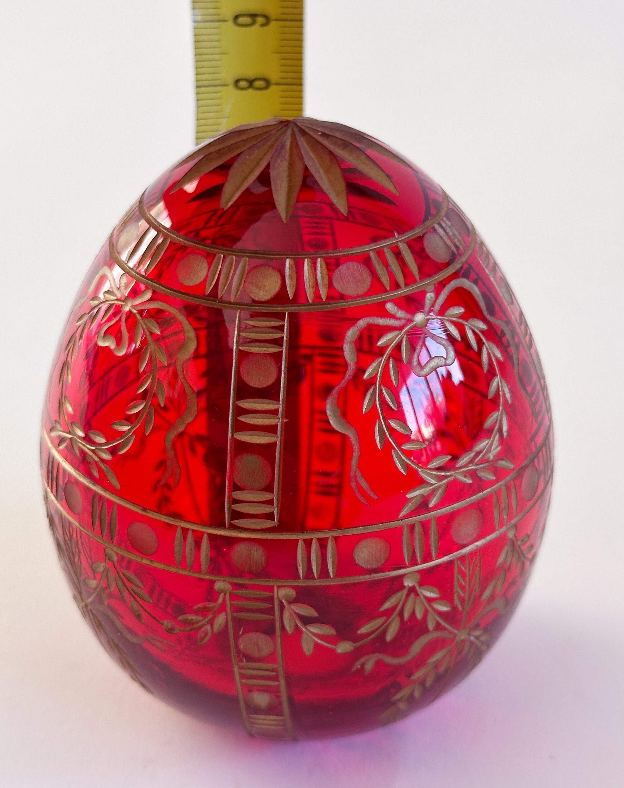 Ruby Red Etched Glass Egg, Faberge Style, Russian Vintage 1990s - Etsy