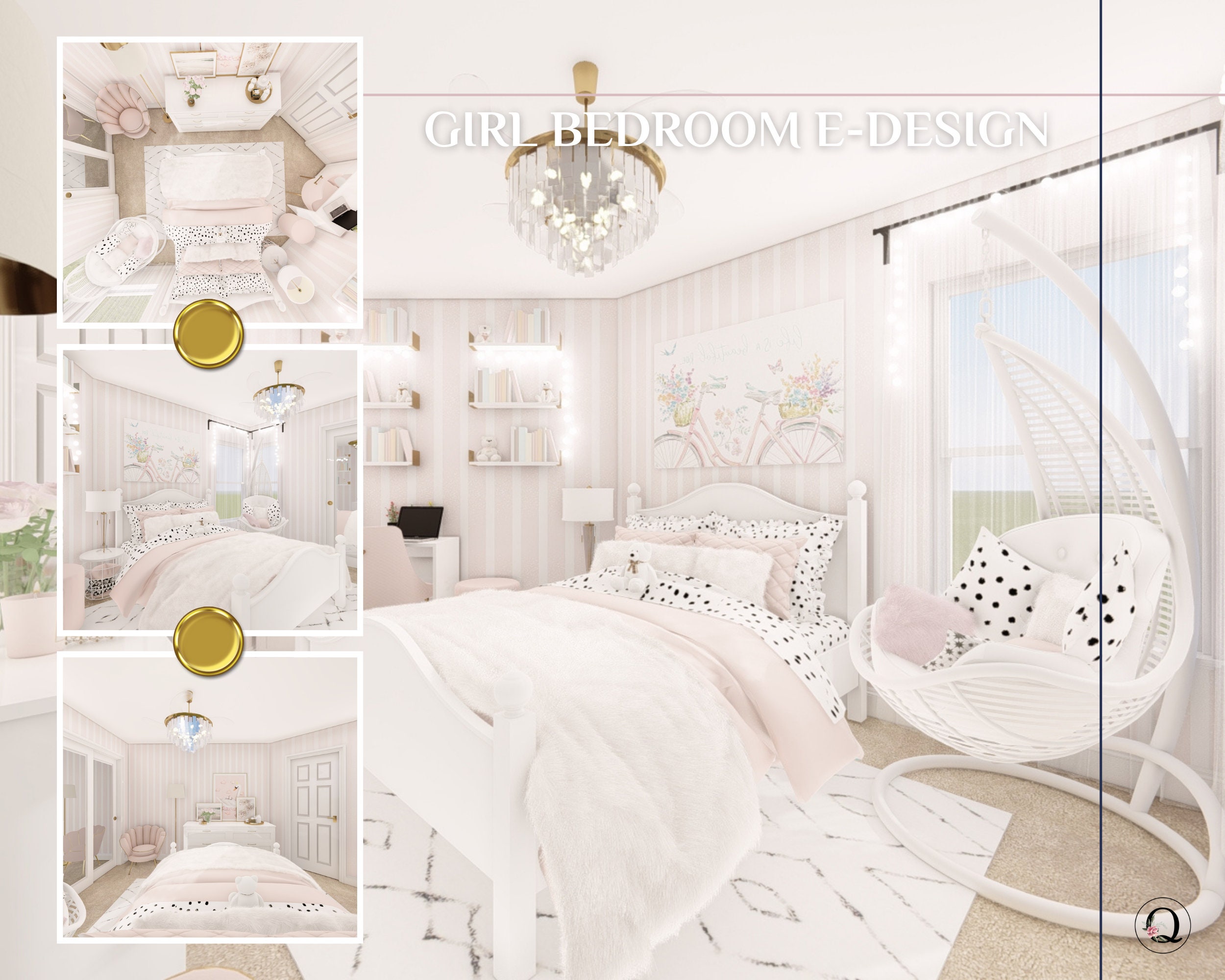 Custom Kids Bedroom Design: Online Interior Design, 3D Renderings and ...