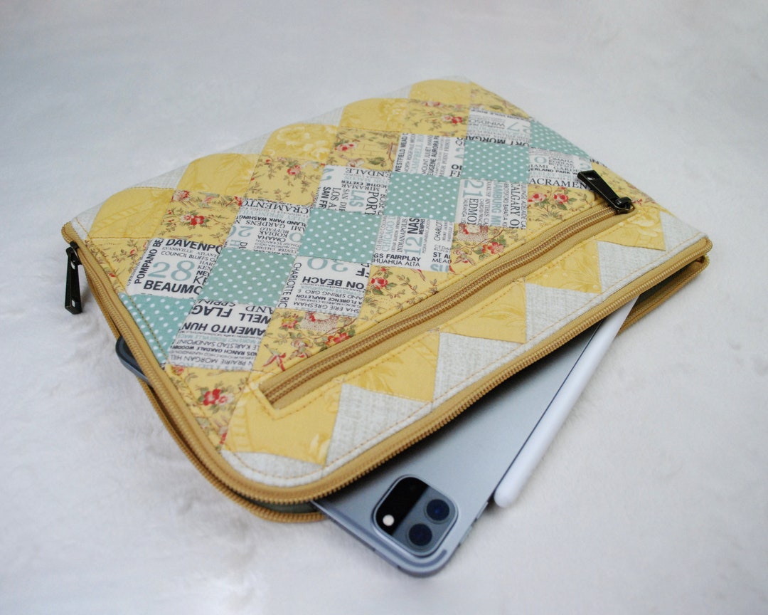 Patchwork iPad Pro Case With Front Pocket in Honey Yellow Fits iPad Pro ...
