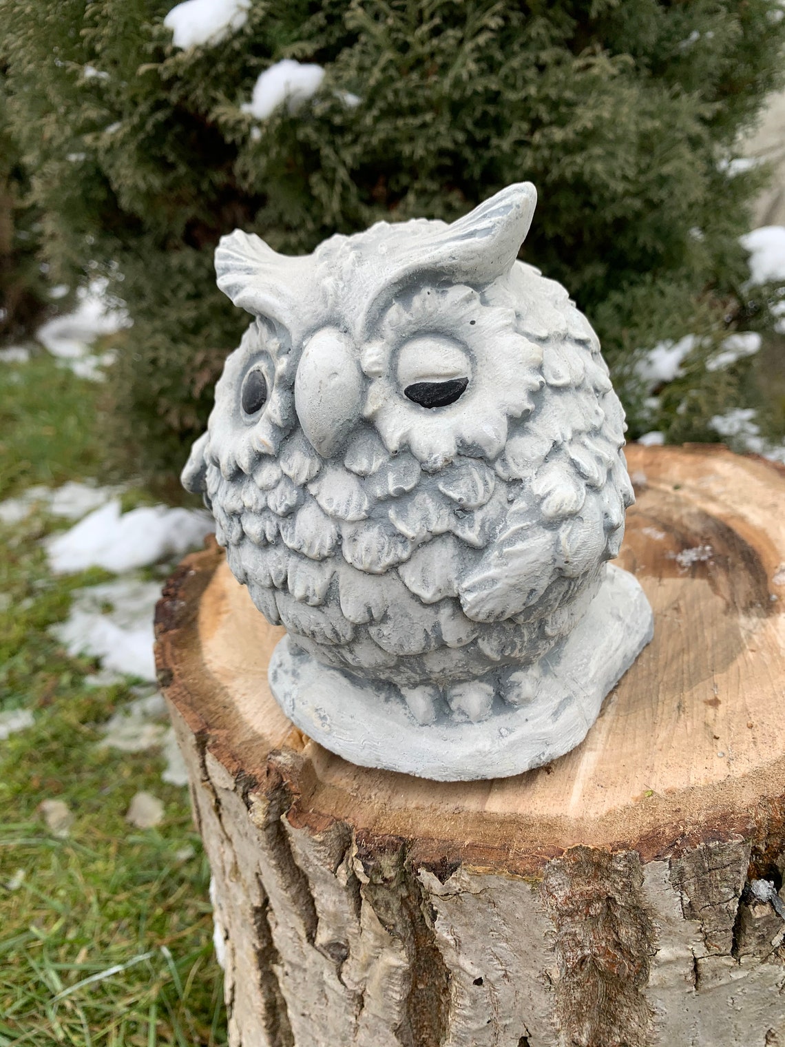 Owl Statue Sculpture Concrete Owl Owl Figure Cement Owl | Etsy