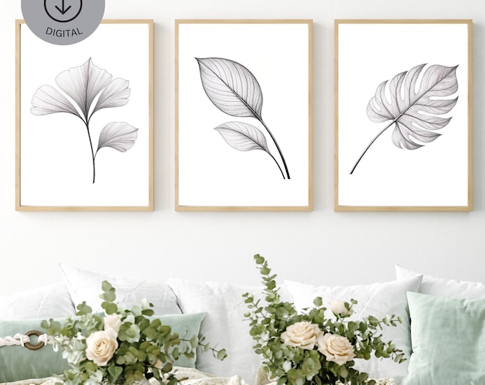 Botanical Print Set, Minimalist Nature Print Art, Printable Art Print ...