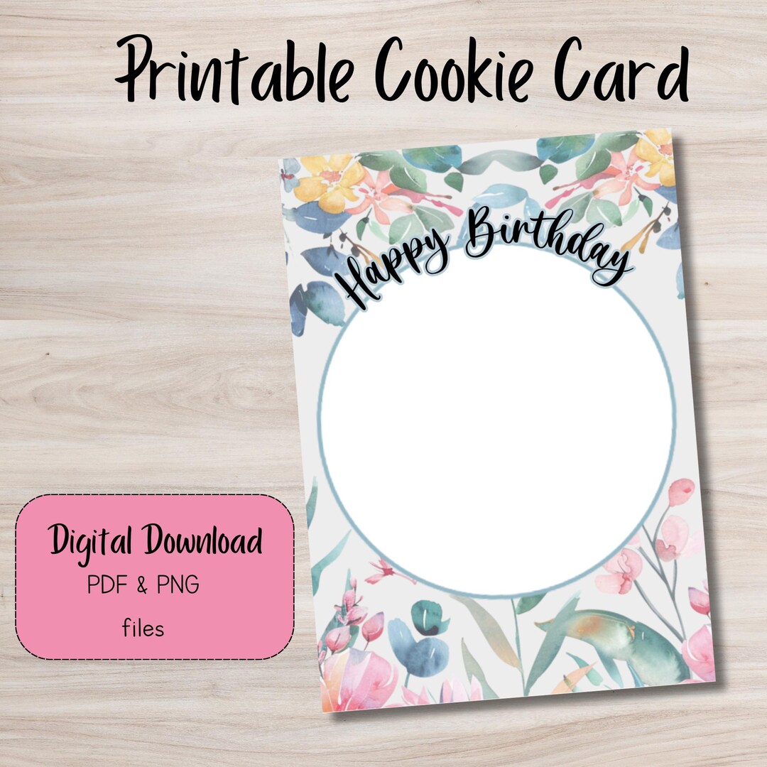 Printable Birthday Cookie Card - Instant PDF & PNG Digital Download ...