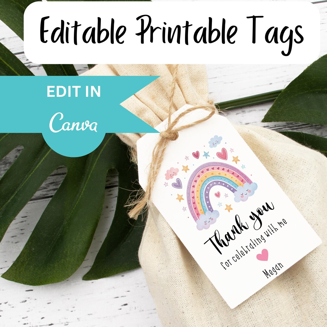 Editable Tags, Printable Gift Tags, Thank You Gift Tags, Rainbow Gift ...
