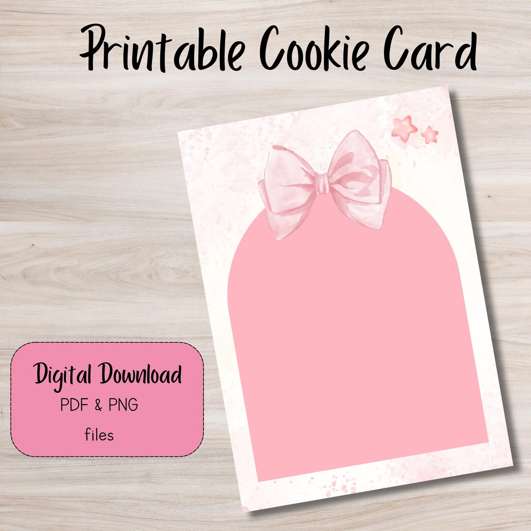 Printable Cookie Card - Instant PDF & PNG Digital Download - Cookie ...
