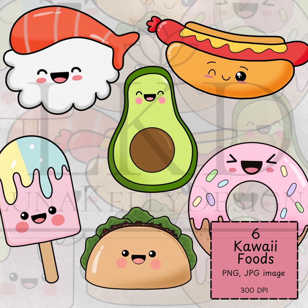 Kawaii Food Clipart Bundle, Kawaii Bundle, Cute Kawaii, Kawaii Clipart ...