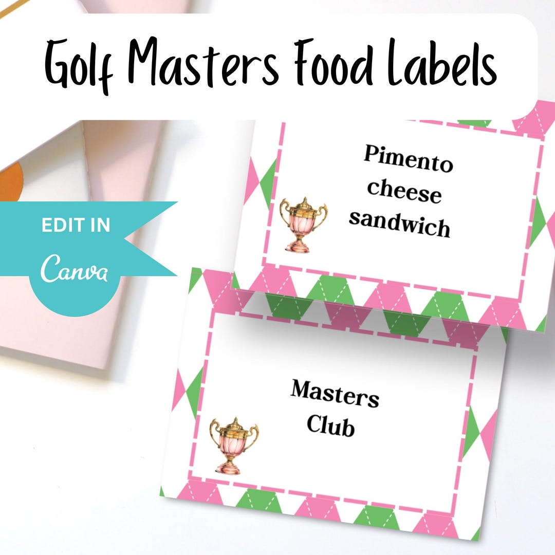 Editable Golf Masters Food Labels Template, Masters Viewing Party ...