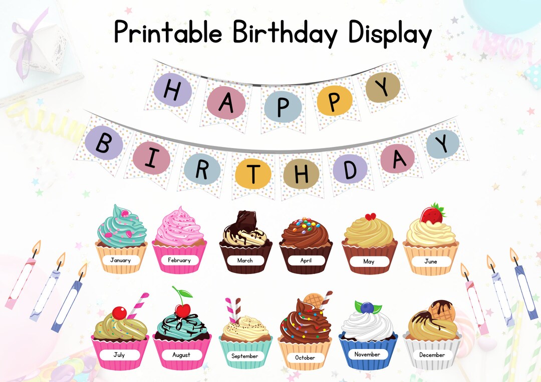 DIGITΛL DOWNLO ΛD Birthday Display Classroom Decor Class Birthdays - Etsy