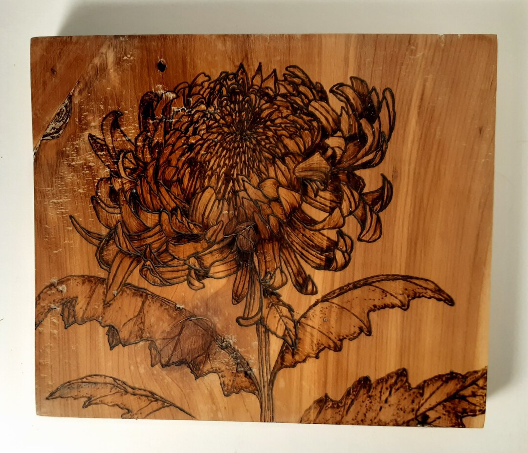 Chrysanthemum | Flower Wood Burn | Pyrography | Handmade | Wood Art ...