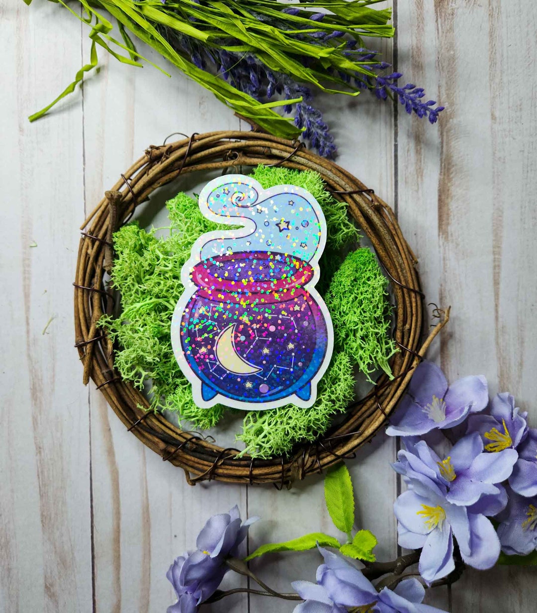 Holo Celestial Cauldron Vinyl Sticker | Holo Sticker | Witch Sticker ...