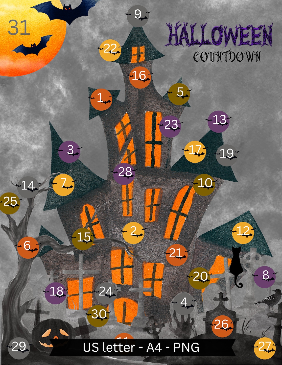 Halloween Countdown Digital Printable - Countdown to Halloween With a ...