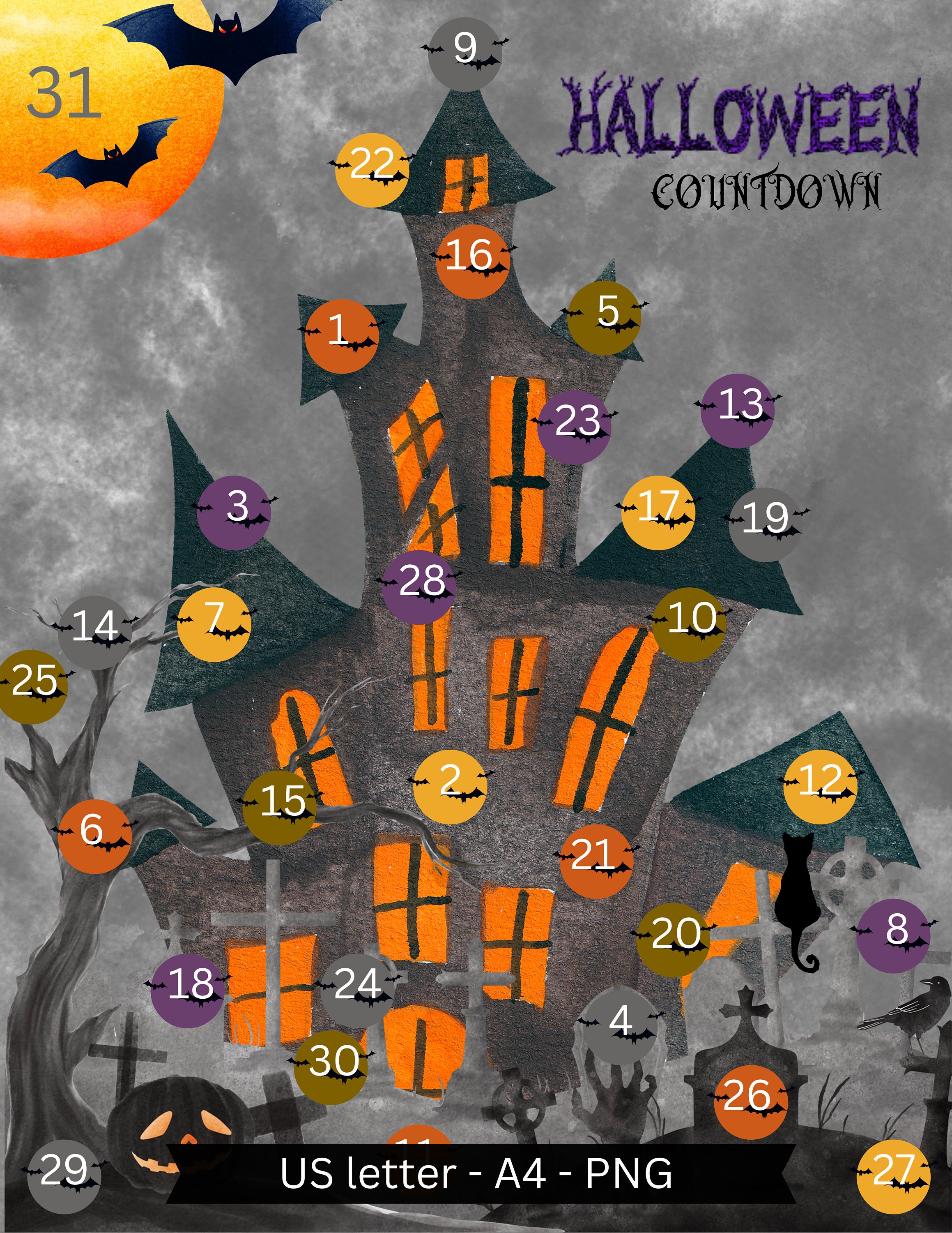 Halloween Countdown Digital Printable - Countdown to Halloween With a ...