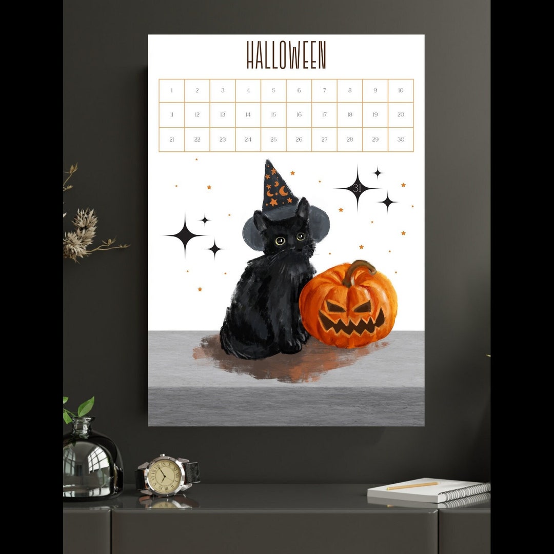 Printable Halloween Countdown Calendar, Digital Halloween Advent ...