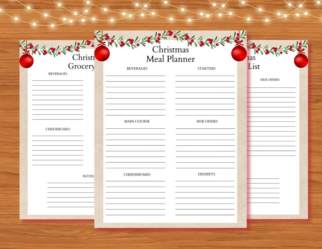Christmas Dinner Planning Made Easy | Printable Holiday Meal Organizer ...