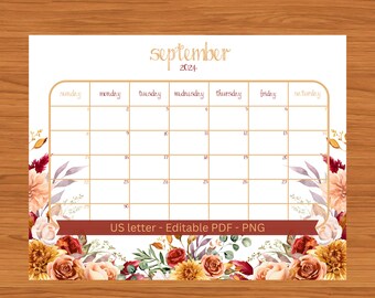 EDITABLE September 2023 Calendar Beautiful & Cozy Fall - Etsy