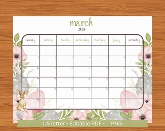 EDITABLE March 2024 Calendar, Printable Calendar, St PATRICKS DAY ...