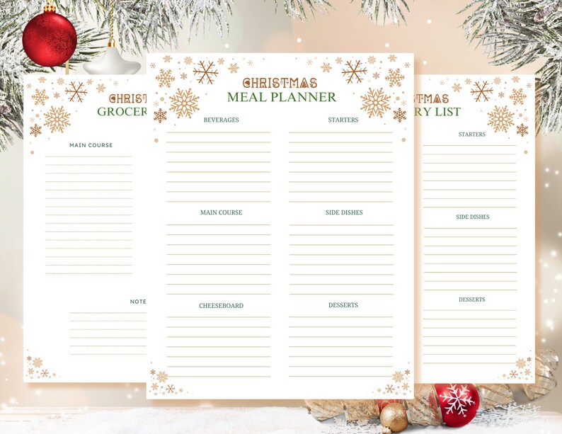 Printable Christmas Dinner Planner & Grocery List | Editable Holiday ...