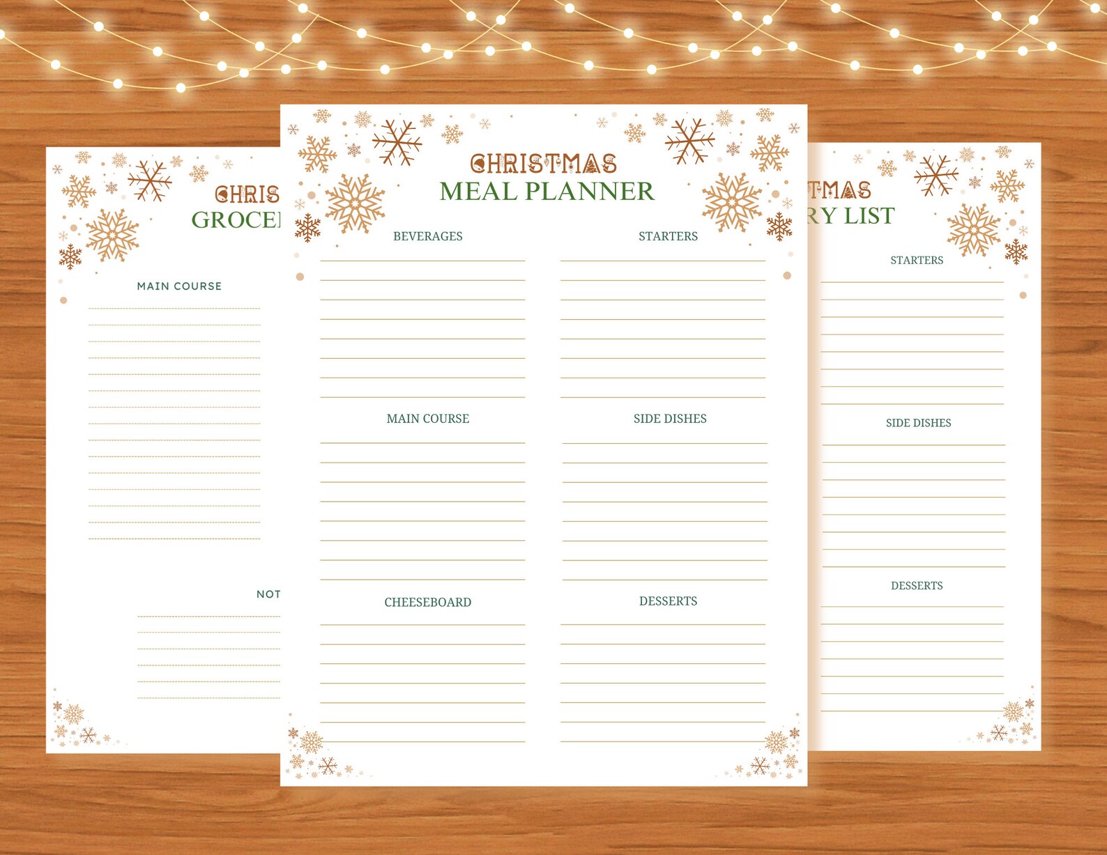 Printable Christmas Dinner Planner & Grocery List | Editable Holiday ...