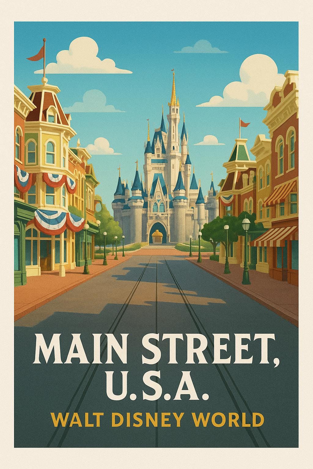 Walt Disney World Poster Main Street U.S.A Magic Kingdom A4 Wall Poster ...