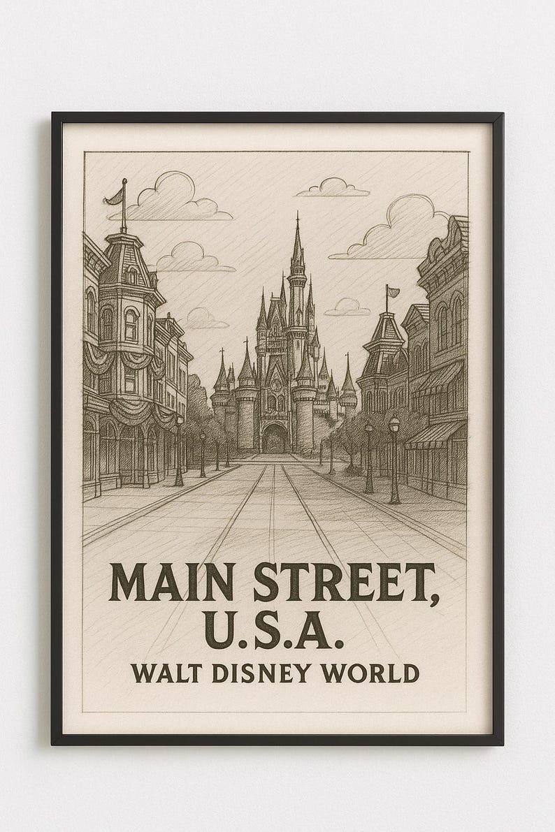 Walt Disney World Poster Main Street U.S.A Magic Kingdom A4 Wall Poster ...