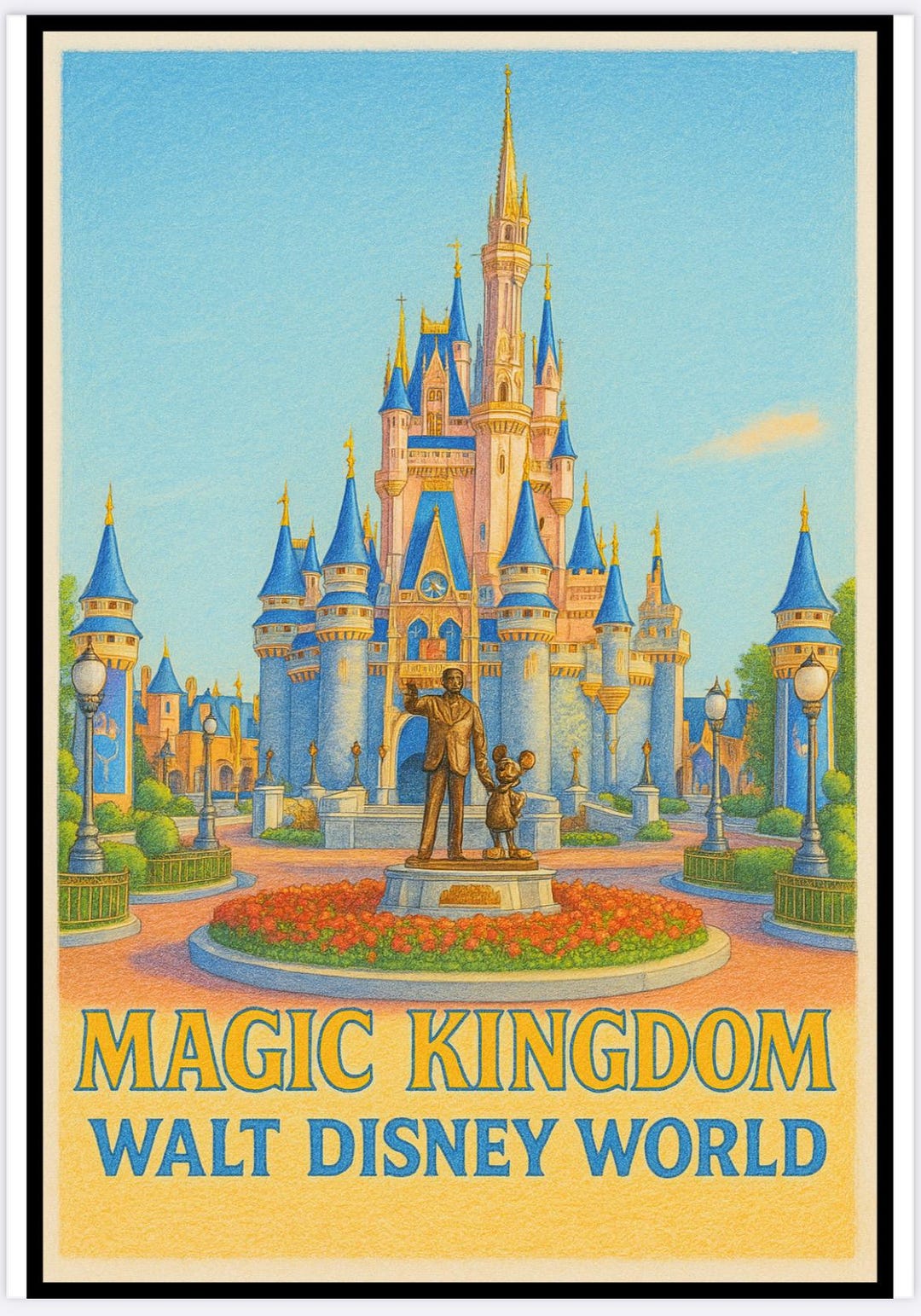 Walt Disney World Poster Magic Kingdom Wall Poster PDF Download Castle ...
