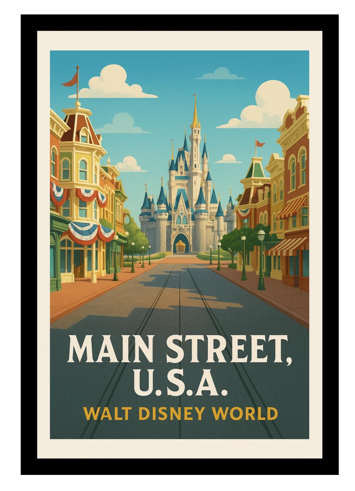 Walt Disney World Poster Main Street U.S.A Magic Kingdom A4 Wall Poster ...