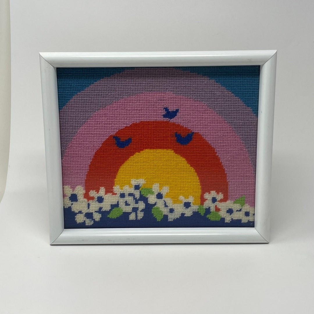 Needlepoint Art, Rainbow Cross Stitch, Colorado Sunset Art, Sunset ...