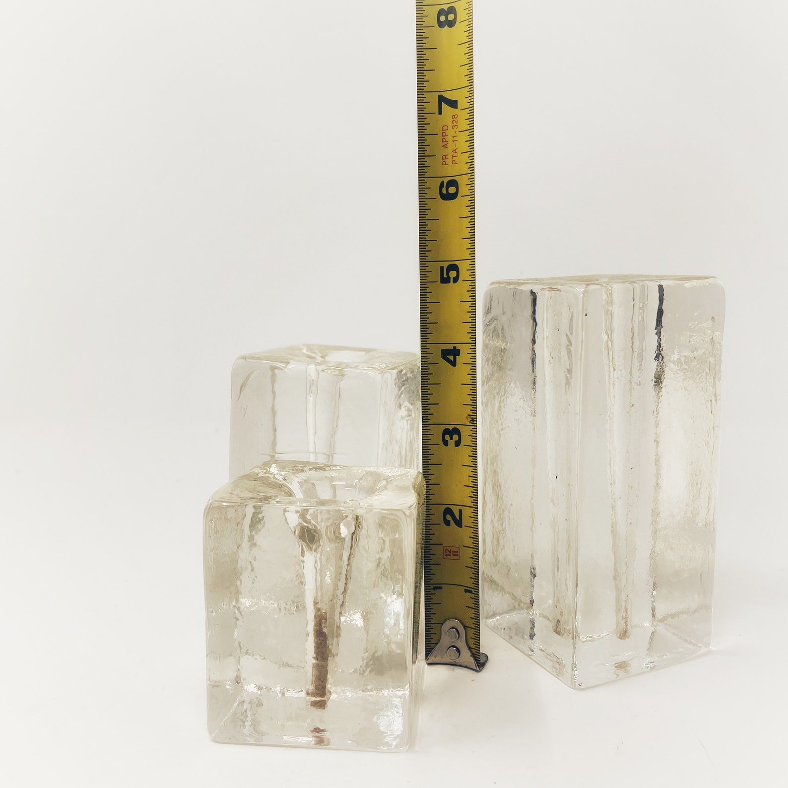 Trio of Ice Block Bud Vases Glass Bud Vase Set Art Glass | Etsy