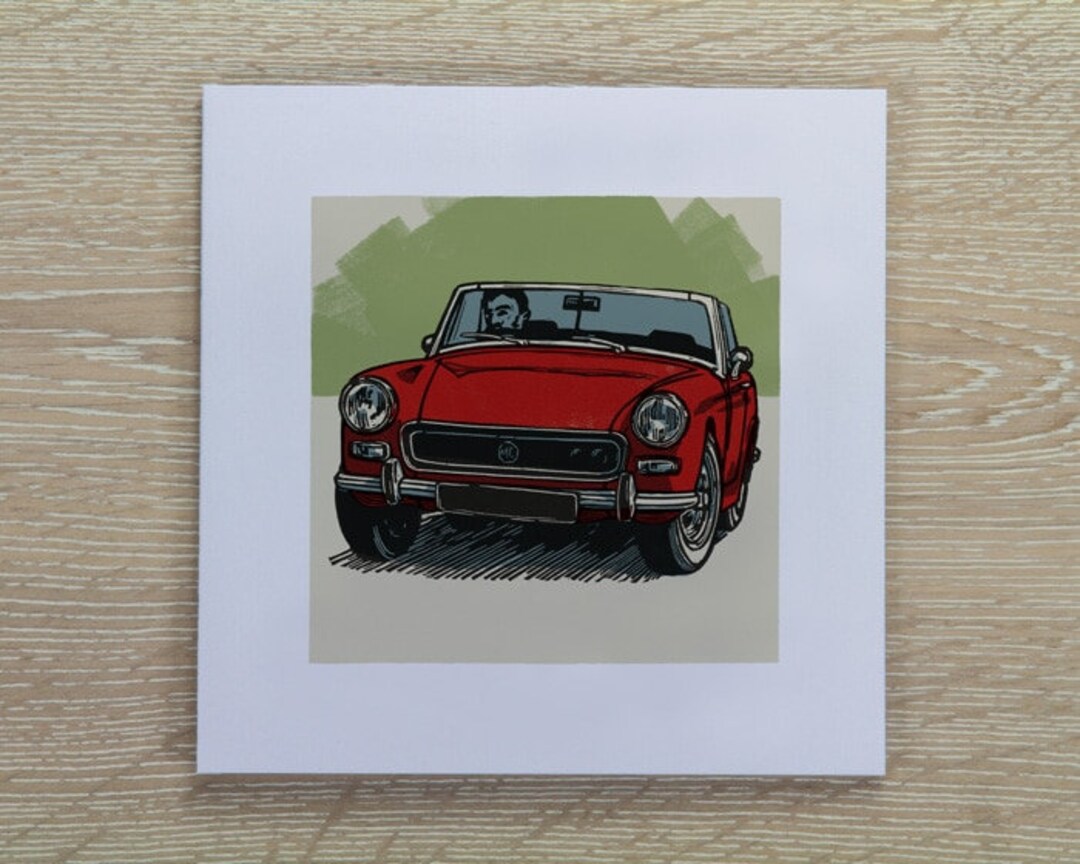 Mg Midget Classic Car Greetings Card - Etsy UK