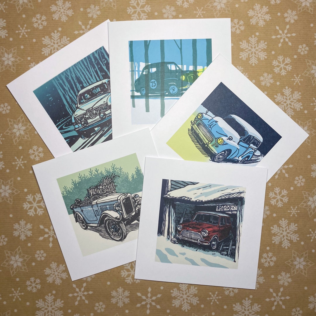 Car Themed Christmas Cards – 5 Pack - Etsy