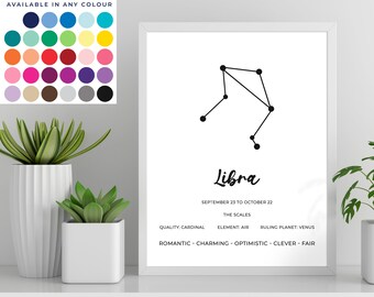 Zodiac Sign Map Libra Poster Zodiac Star Map Art Unique Gift - Etsy
