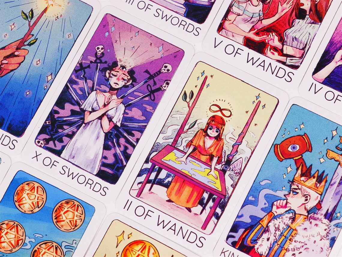 Cute tarot deck 78 cards for divination Pretty tarot cards | Etsy