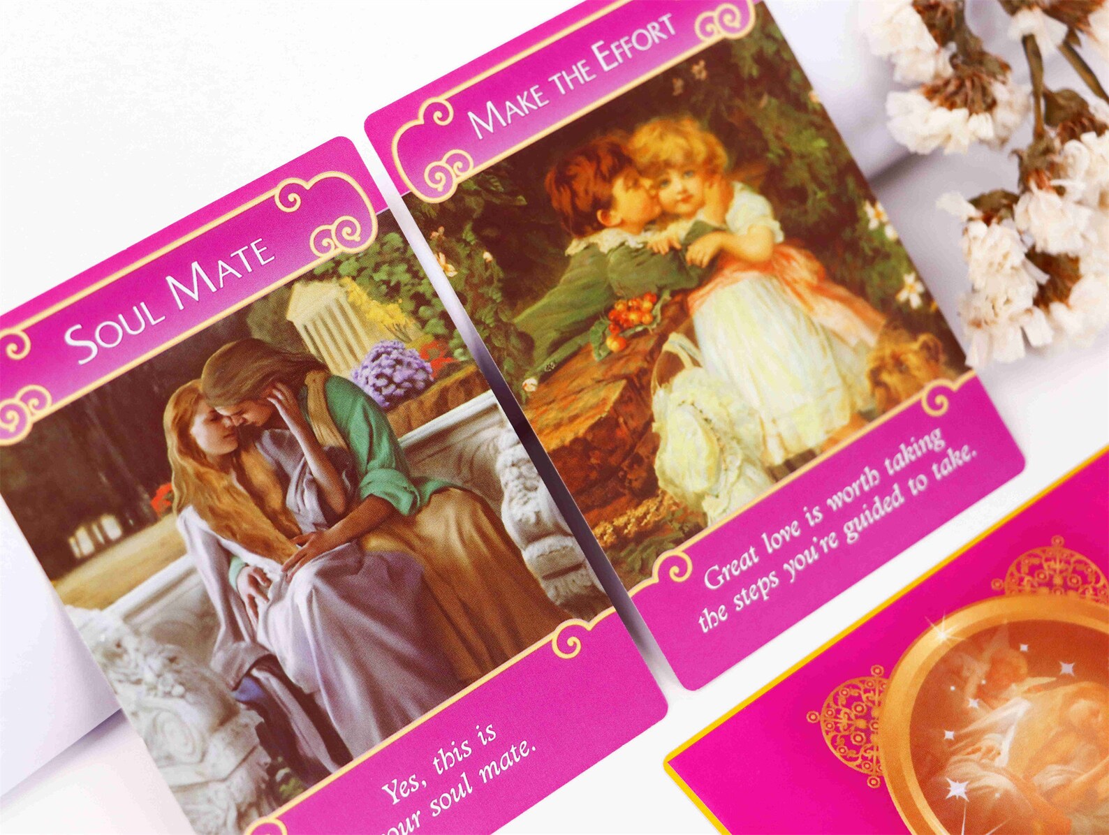 Vintage Romance Angels Oracle cards deck with book Pink | Etsy