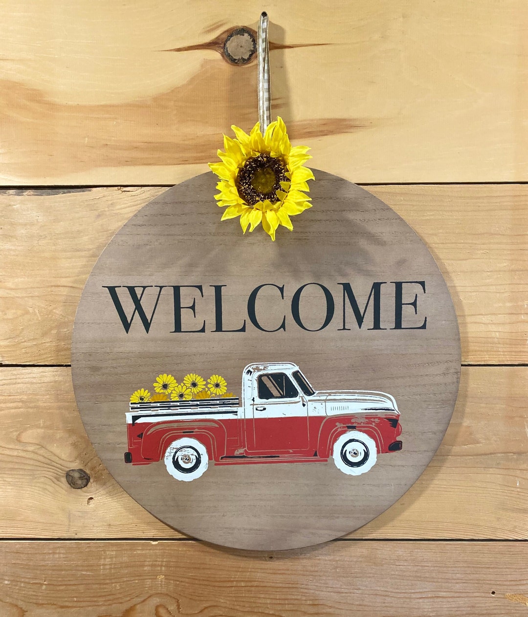 Round Wooden Welcome Sign - Etsy