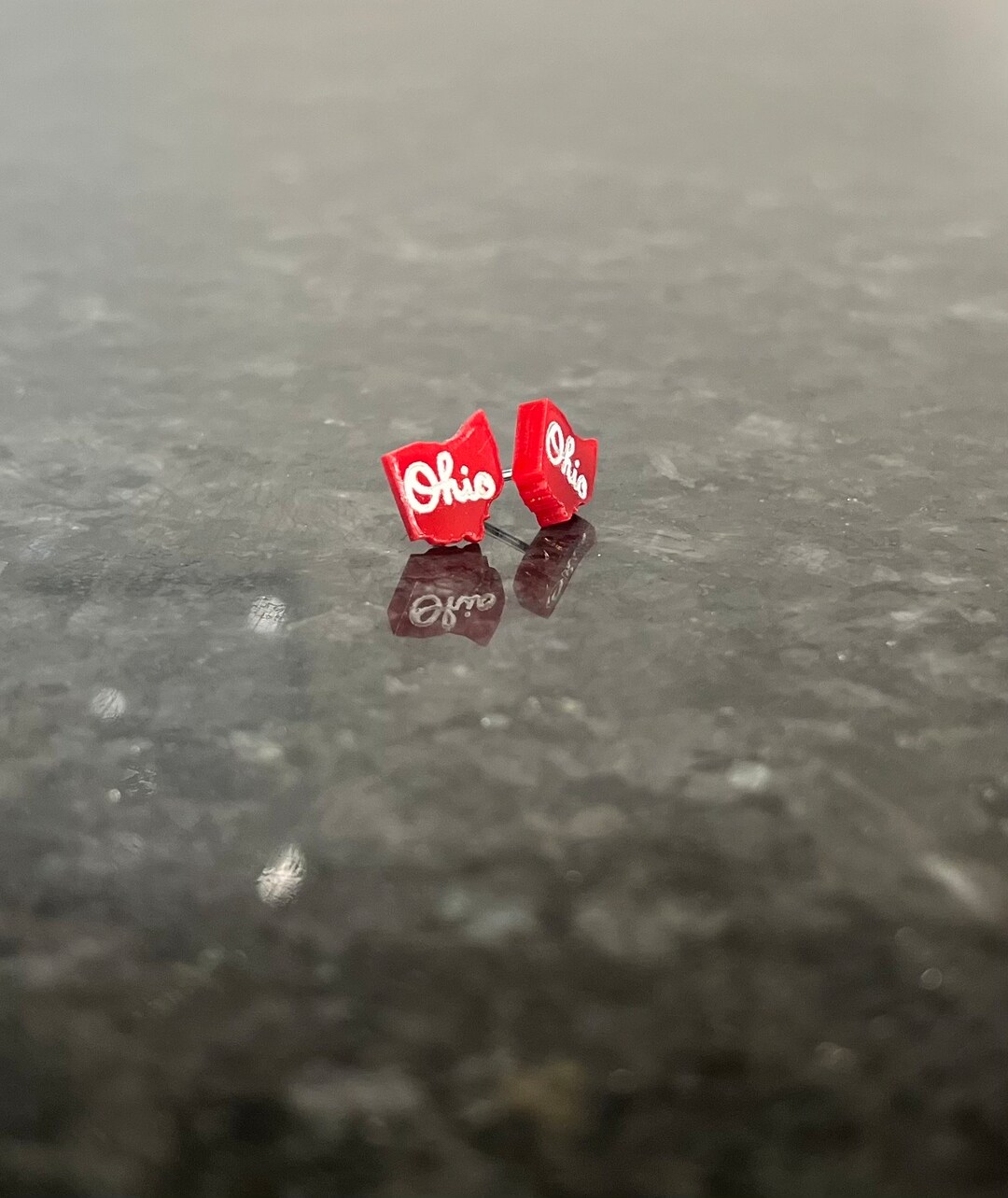 Red Acrylic Ohio State Script "ohio" Stud Earrings, Hypoallergenic ...