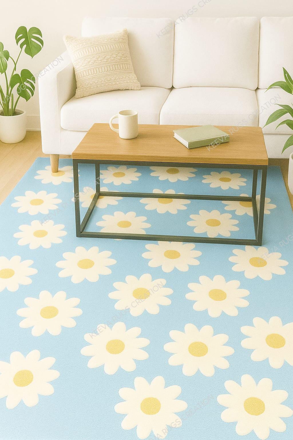 Hand-tufted Wool Area Rug, Daisy Flower Design, Handmade - Etsy