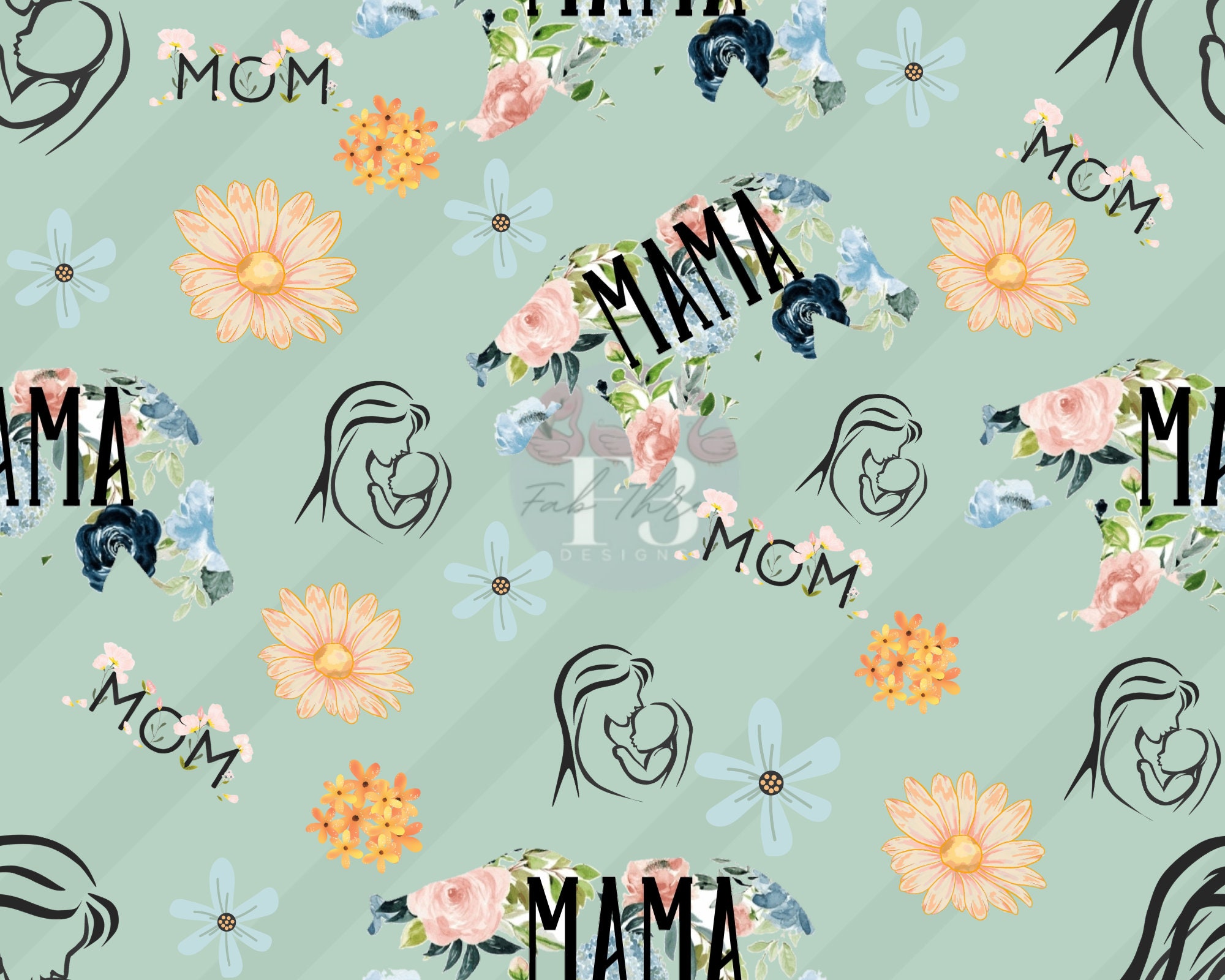 Mama Seamless, Seamless File, Mothers Day, Clothing, Floral, Fabric - Etsy