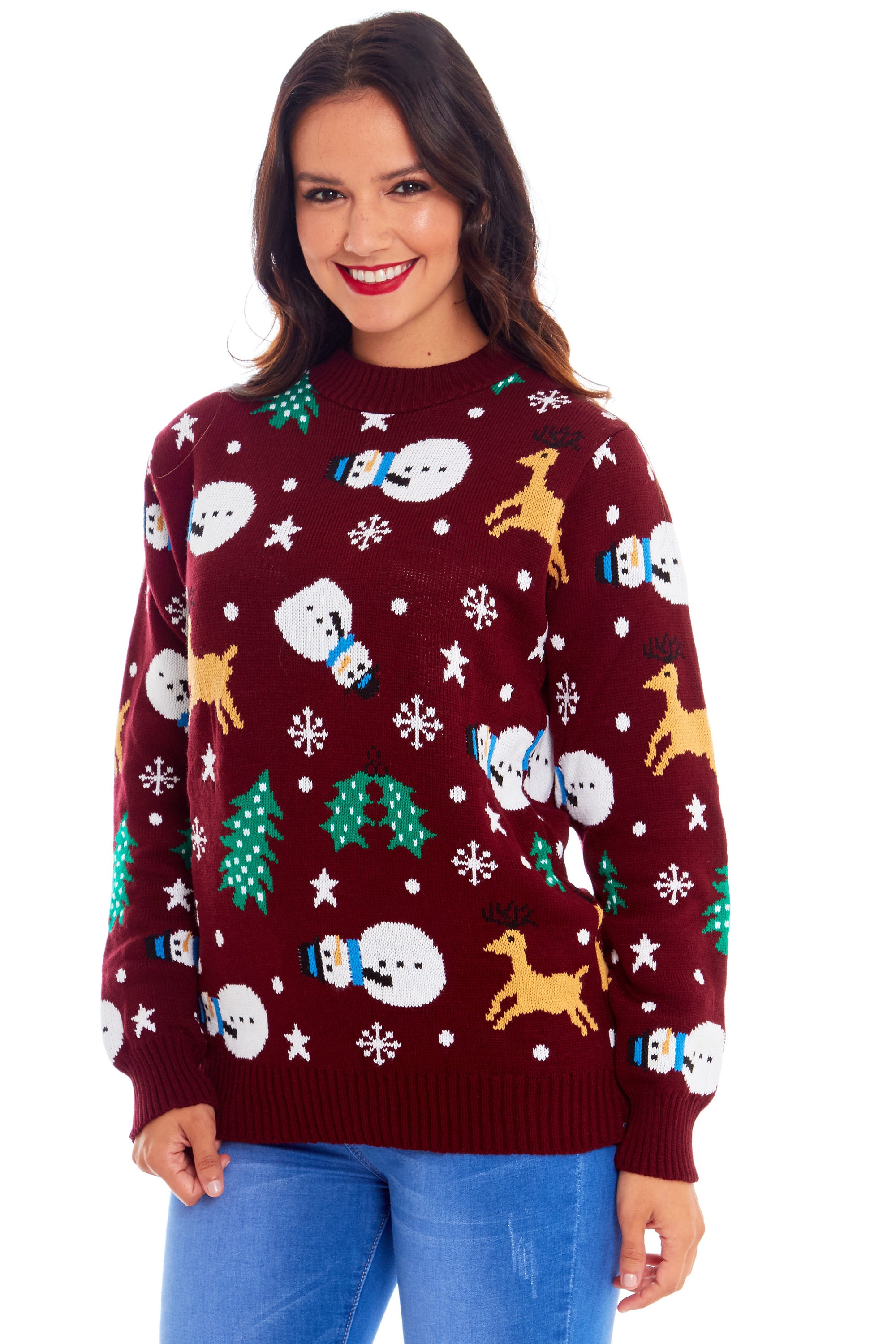 Christmas Jumper Matching Snowman Santa Chunky Fairisle Vintage Merry ...