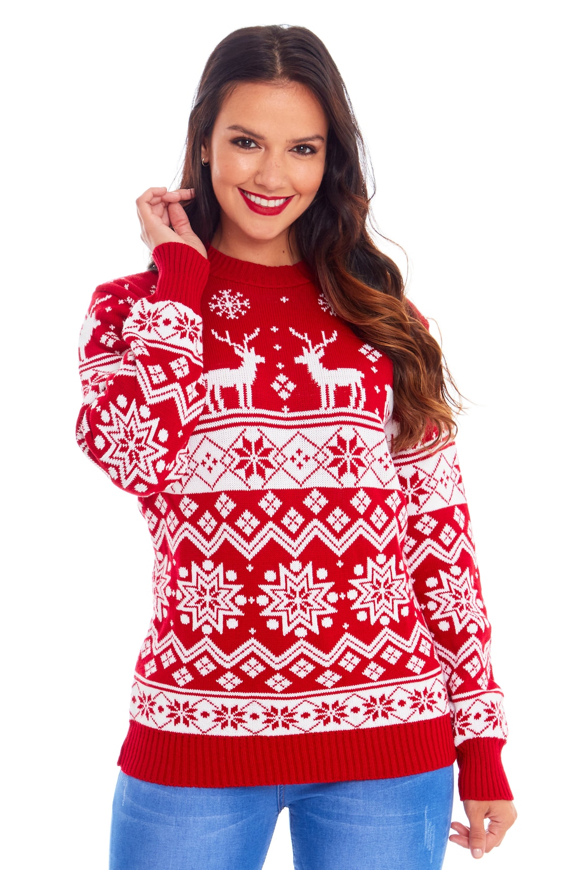 Christmas Jumper Family Matching Red Nordic Fairisle Vintage - Etsy UK